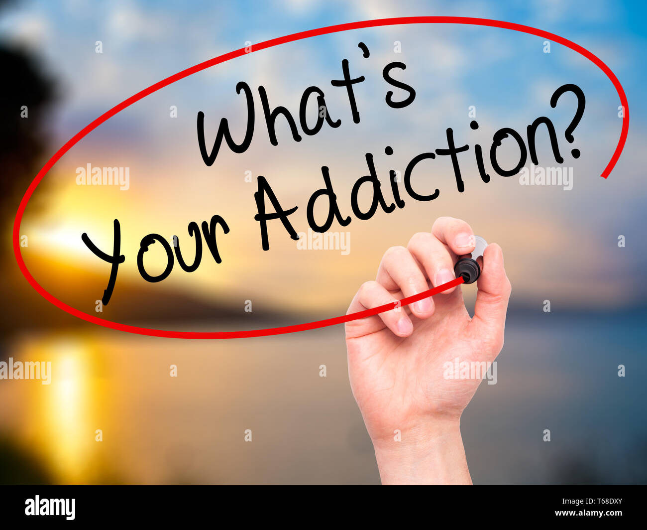 Man Hand writing What's your Addiction? with black marker on visual ...