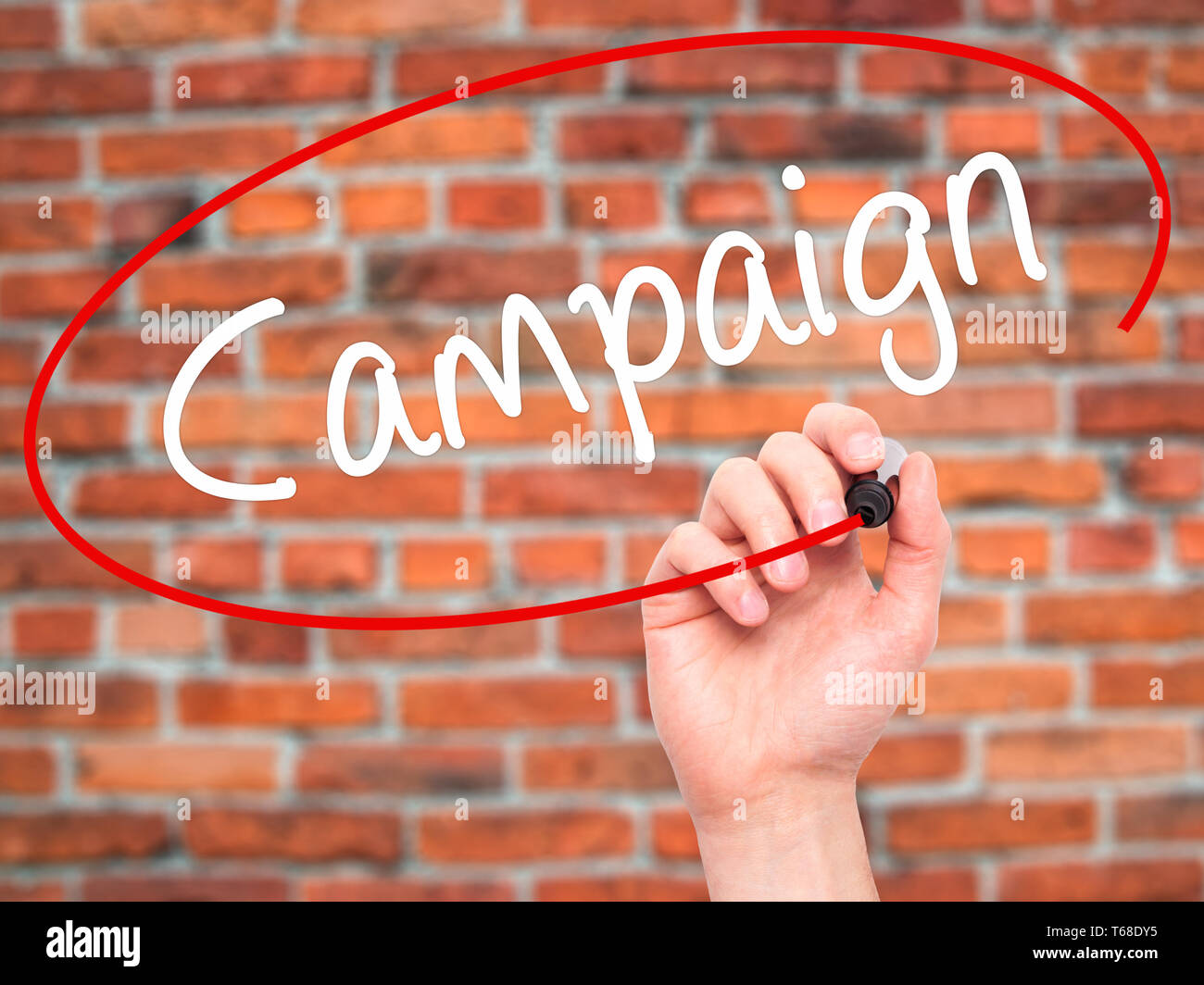 Man Hand writing Campaign with black marker on visual screen Stock ...