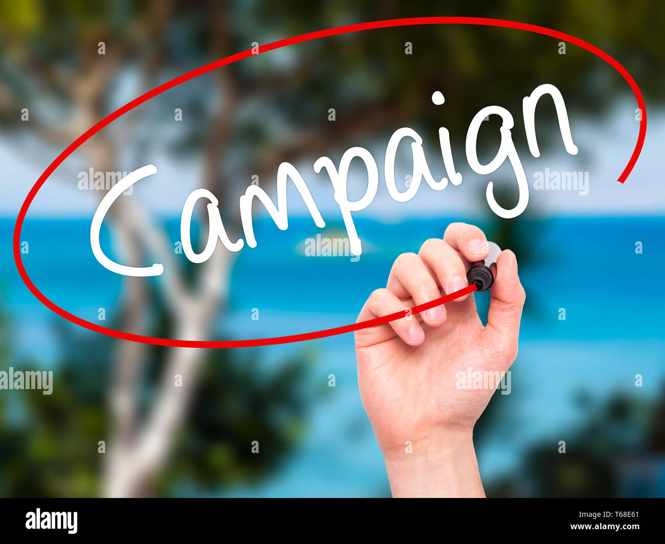 Man Hand writing Campaign with black marker on visual screen Stock ...
