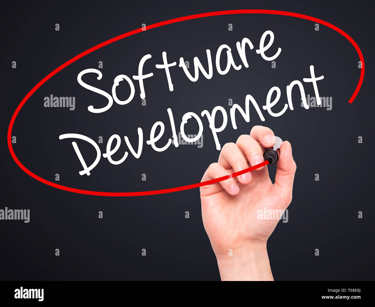 Man Hand writing Software Development with black marker on visual ...