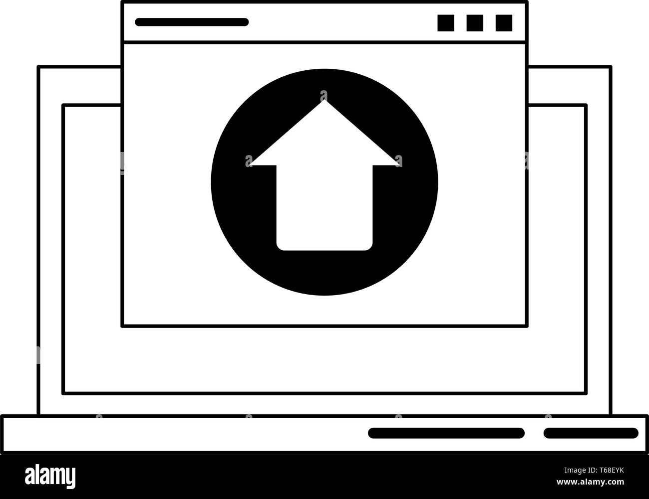 computer with upload sign in black and white Stock Vector Image & Art ...