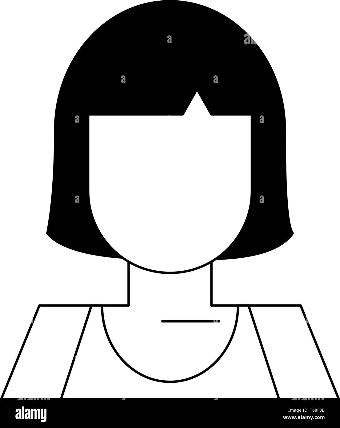 woman avatar cartoon character portrait in black and white Stock Vector ...