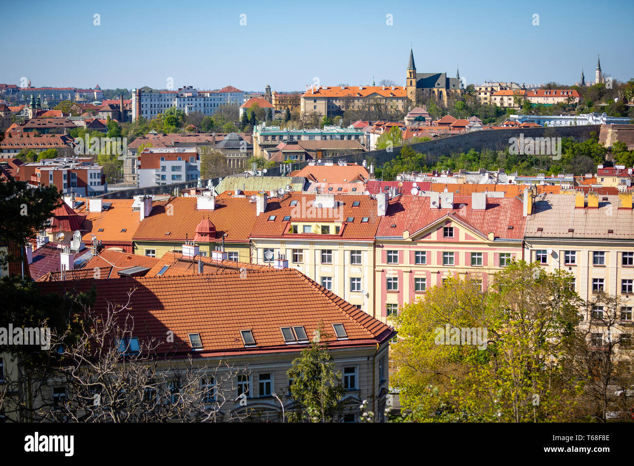 View of Prague Roofs from Vysehrad area in Prague, Czech Republic Stock ...