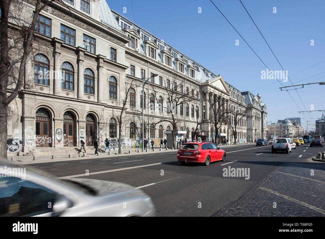 The University of Bucharest, street view, Romania Stock Photo - Alamy