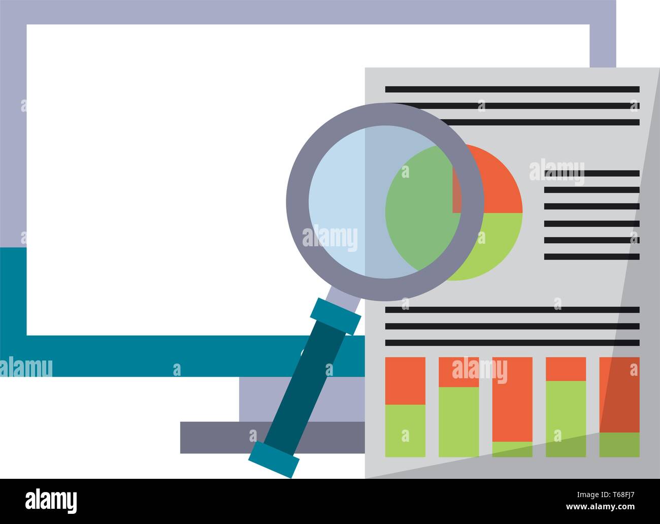 computer with magnifying glass and document Stock Vector Image & Art ...