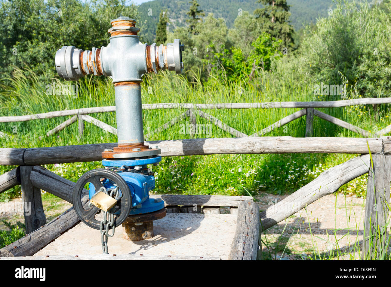 water pumps in the forest for fire protection Stock Photo - Alamy