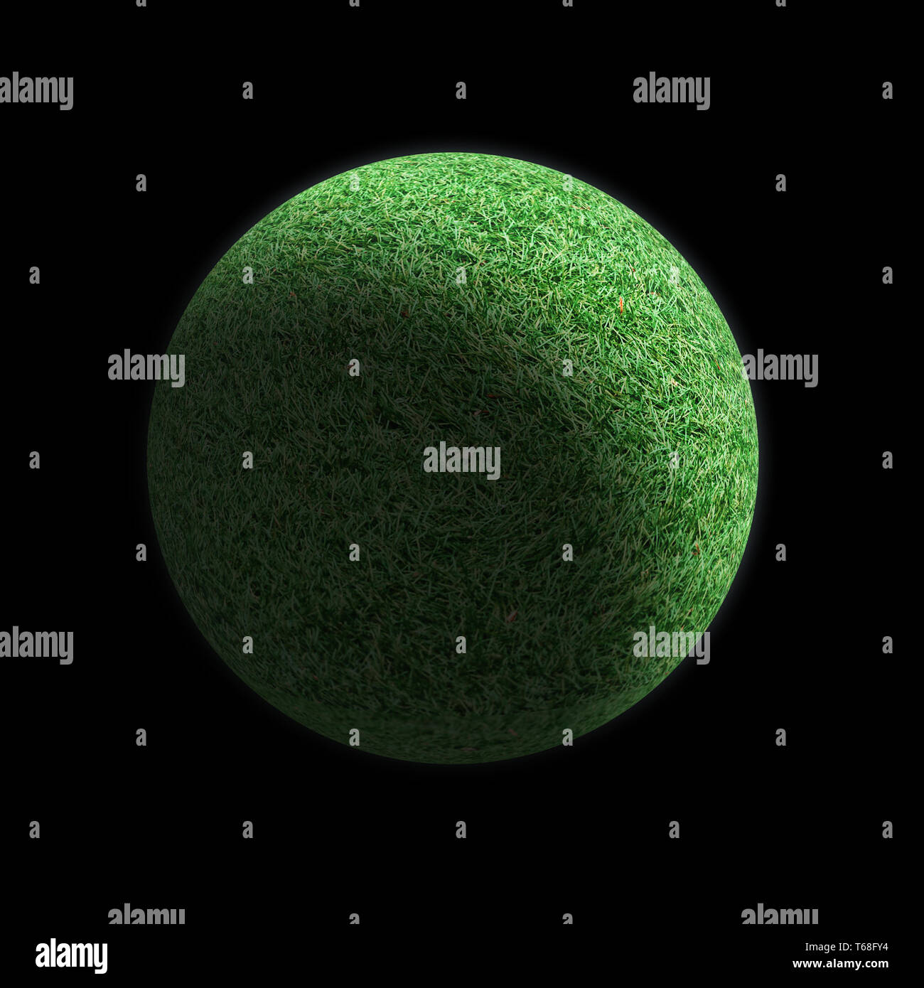 Realistic Planet of grass isolated on black background Stock Photo - Alamy