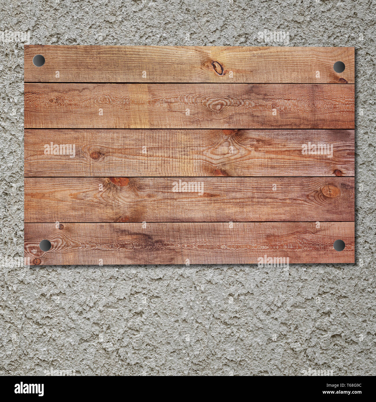 Vintage wooden sign on stucco concrete wall Stock Photo - Alamy
