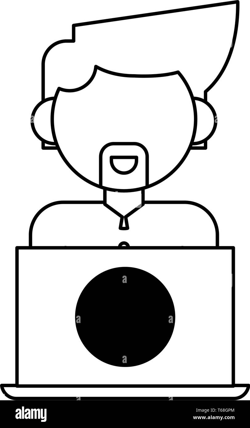 Man looking laptop screen in Stock Vector Images - Alamy