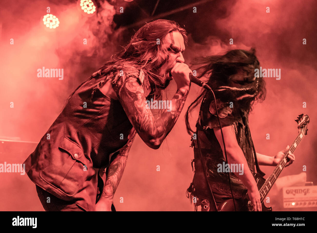 Milan, Italy - April 26, 2019: folk metal band FINNTROLL from Helsinki ...