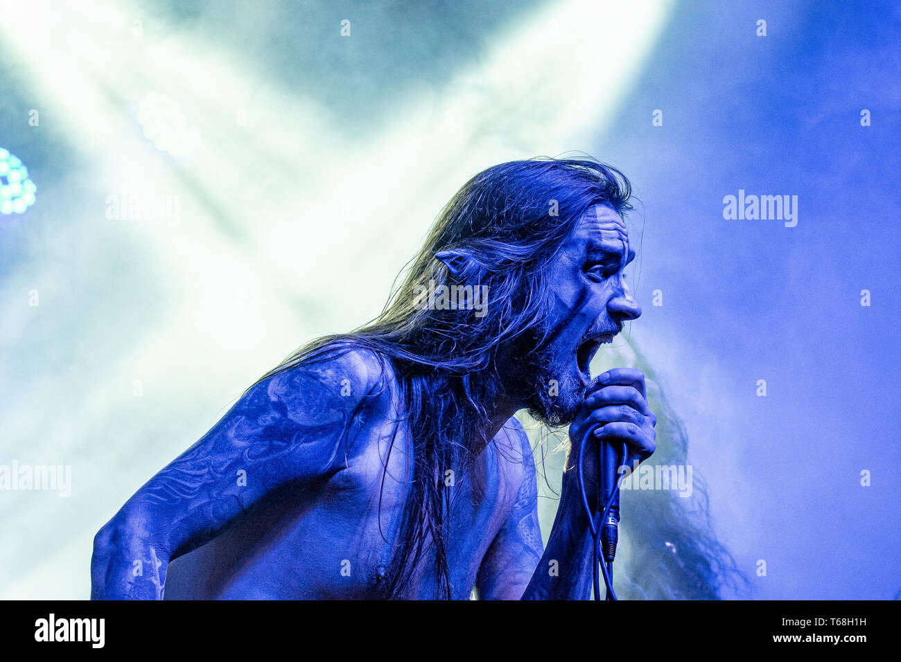 Milan, Italy - April 26, 2019: folk metal band FINNTROLL from Helsinki ...