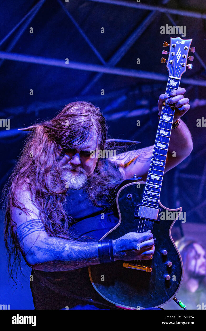 Milan, Italy - April 26, 2019: folk metal band FINNTROLL from Helsinki ...