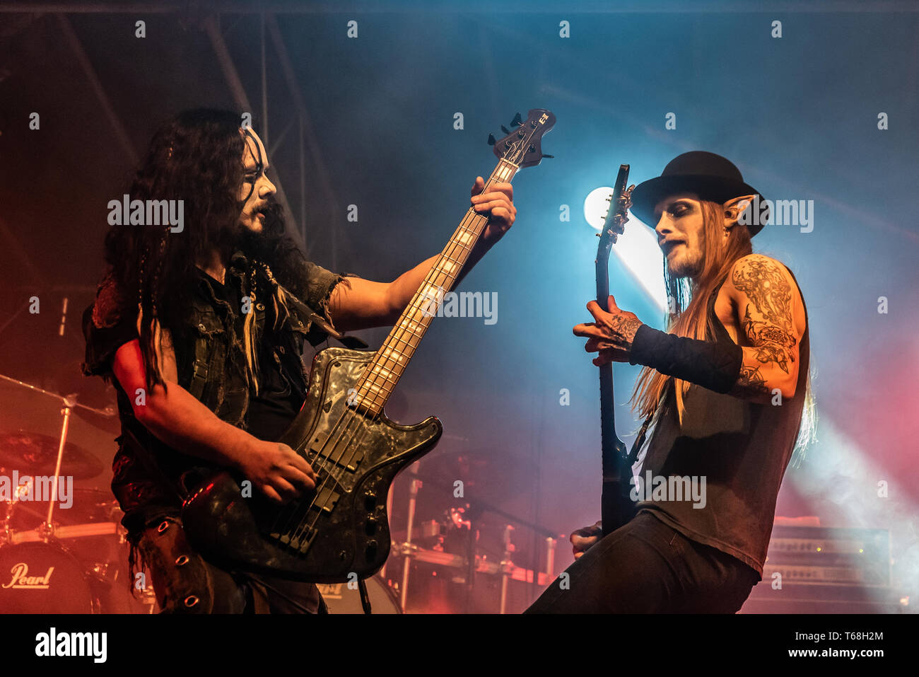 Milan, Italy - April 26, 2019: folk metal band FINNTROLL from Helsinki ...