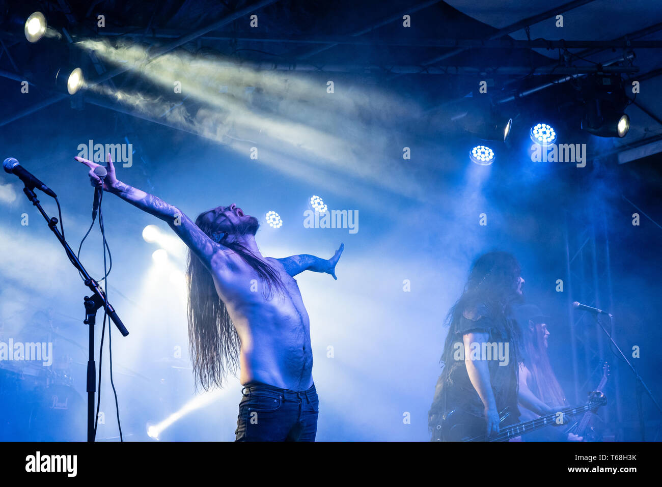 Milan, Italy - April 26, 2019: folk metal band FINNTROLL from Helsinki ...