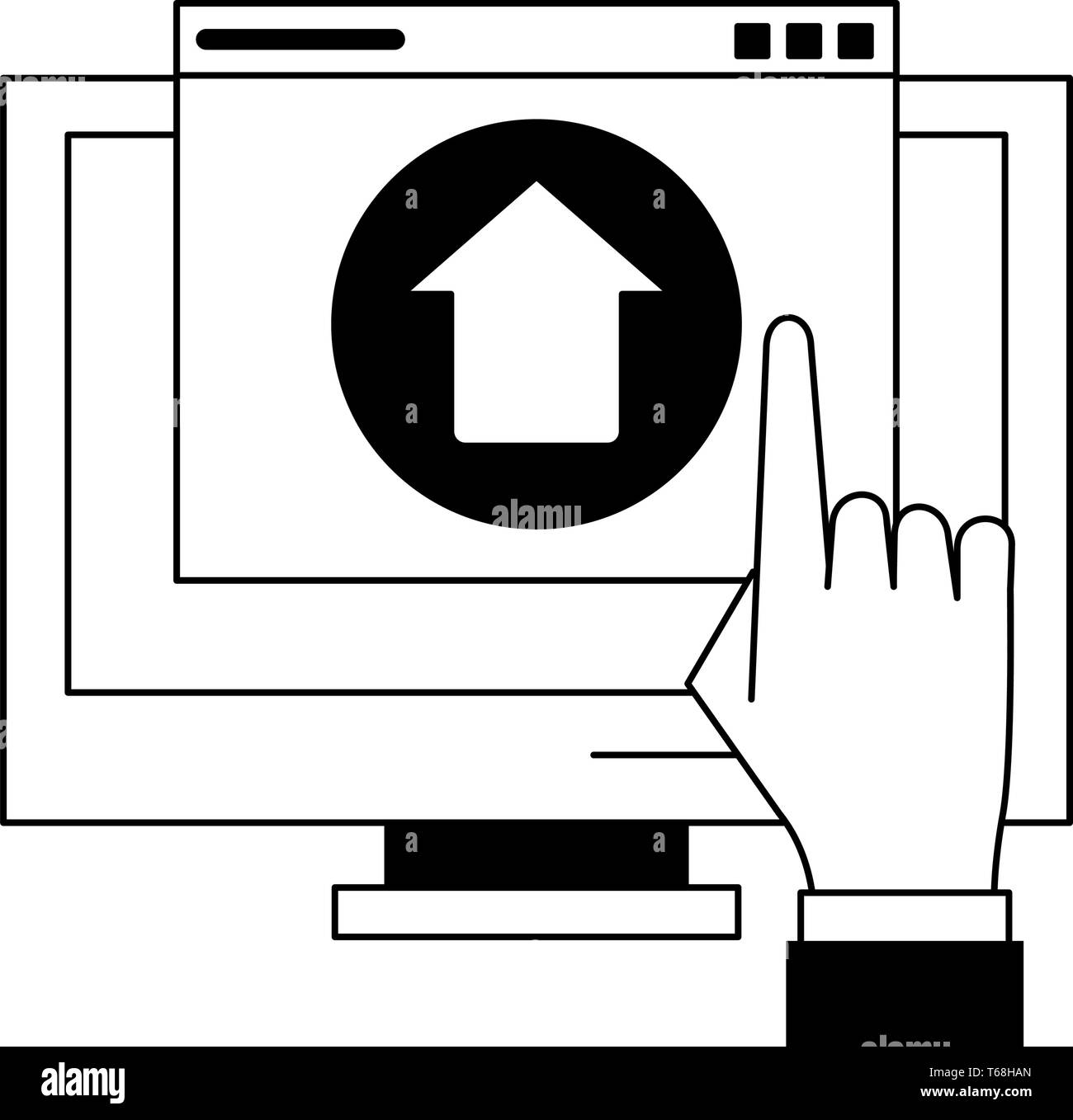 computer upload sign in black and white Stock Vector Image & Art - Alamy