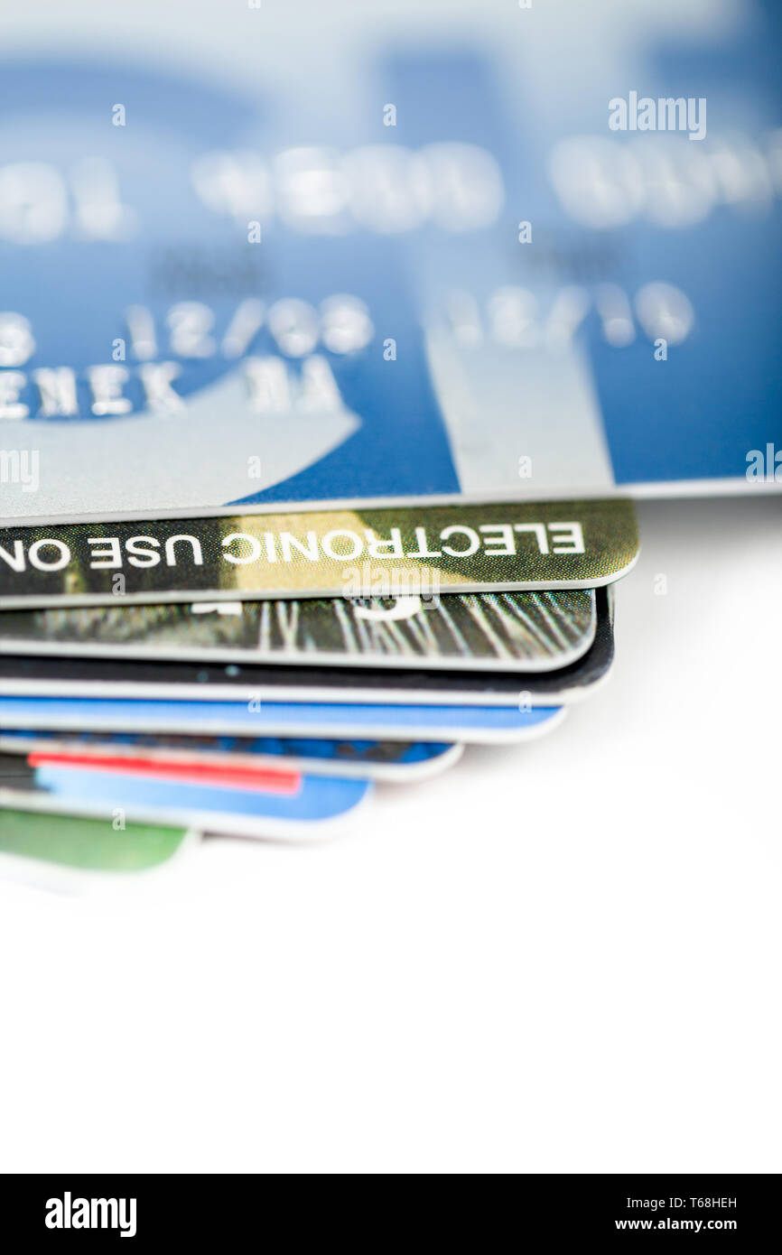 close up stacking credit cards Stock Photo - Alamy