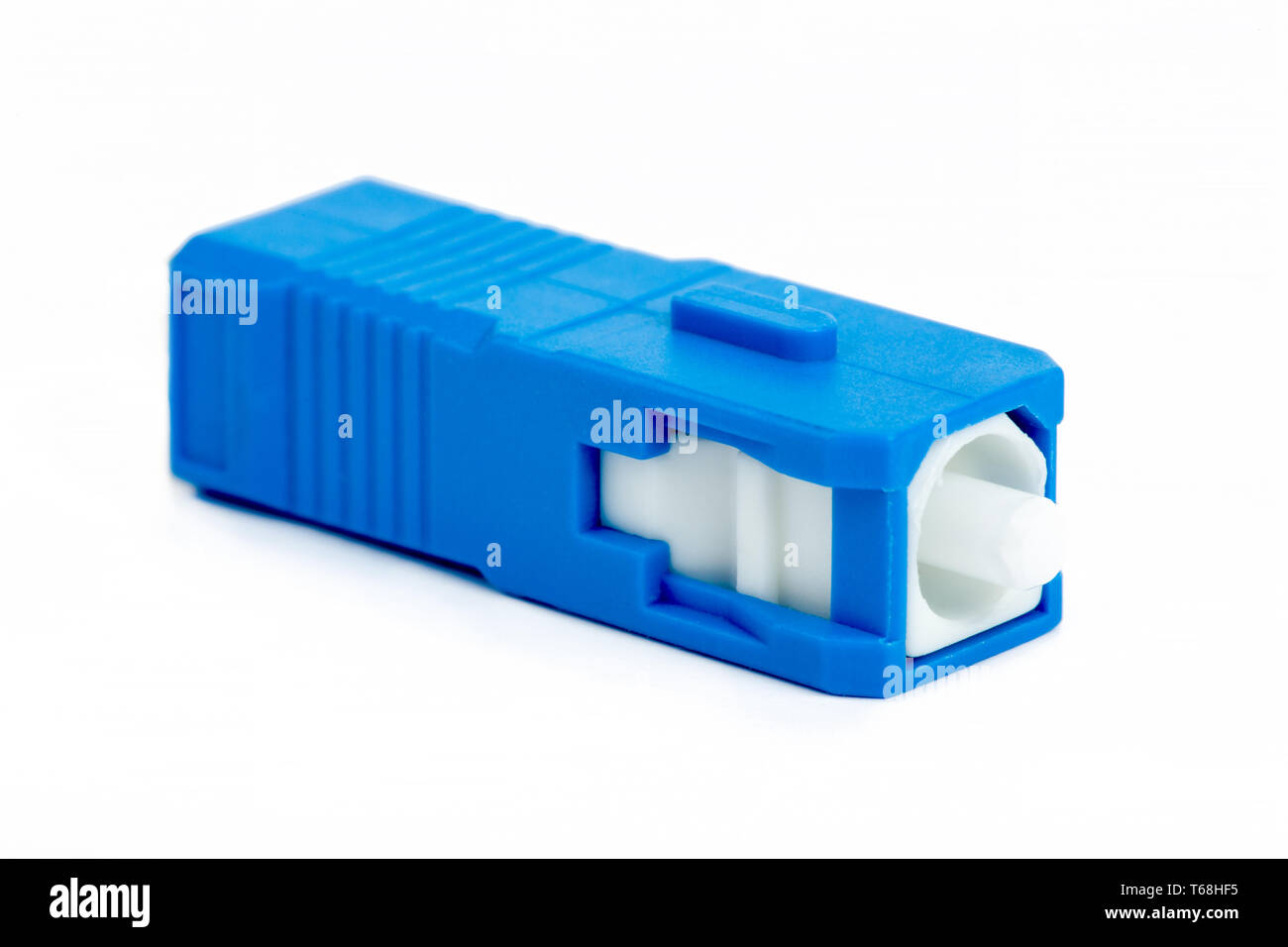 blue fiber optic SC connector Stock Photo - Alamy