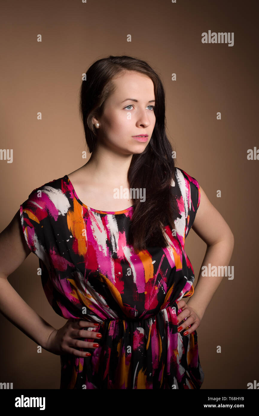 Fashion portrait of beautiful young girl Stock Photo - Alamy