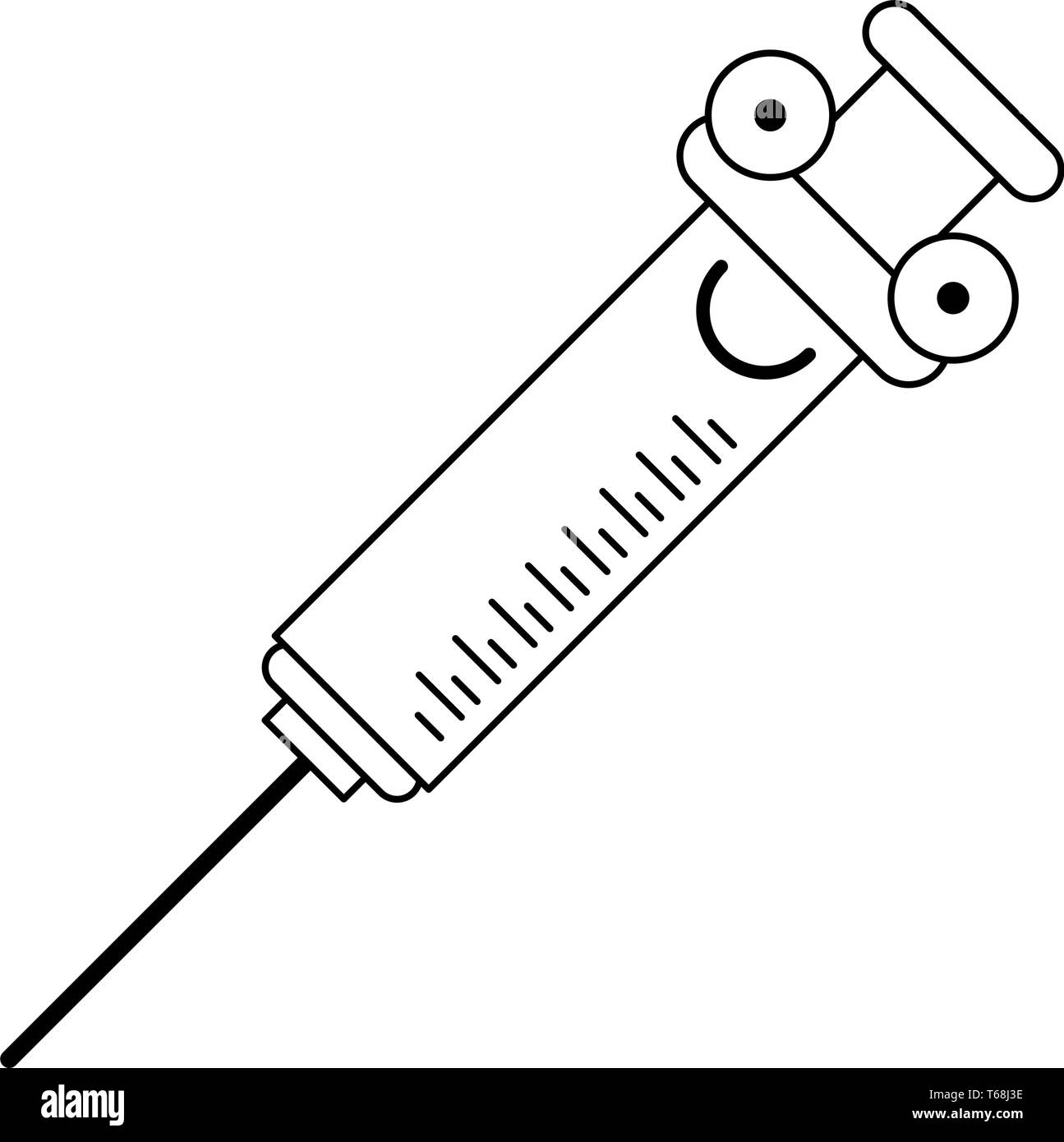 Medical syringe cute cartoon in black and white Stock Vector Image ...