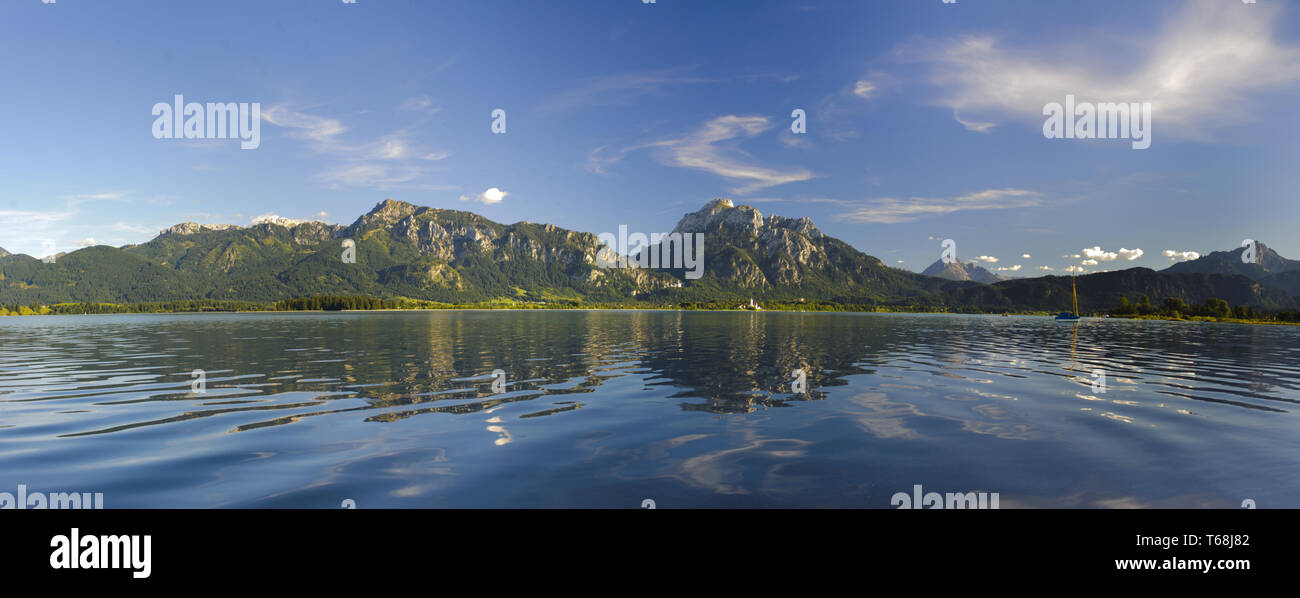 panorama landscape in Bavaria with lake Forggensee Stock Photo - Alamy