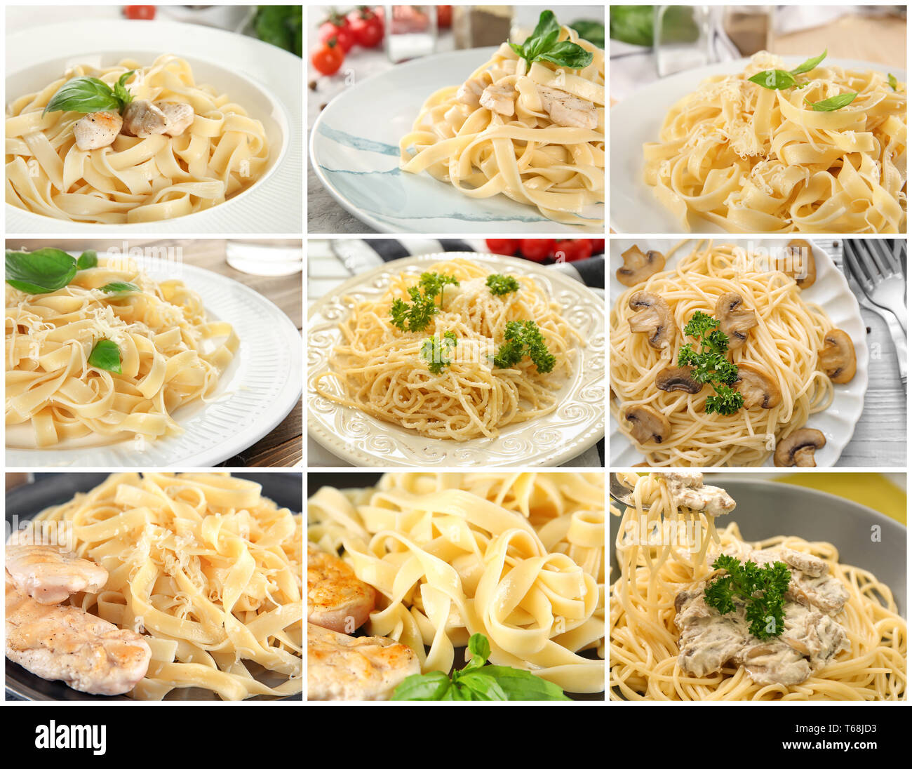 Set with served delicious pasta. Homemade recipe Stock Photo - Alamy