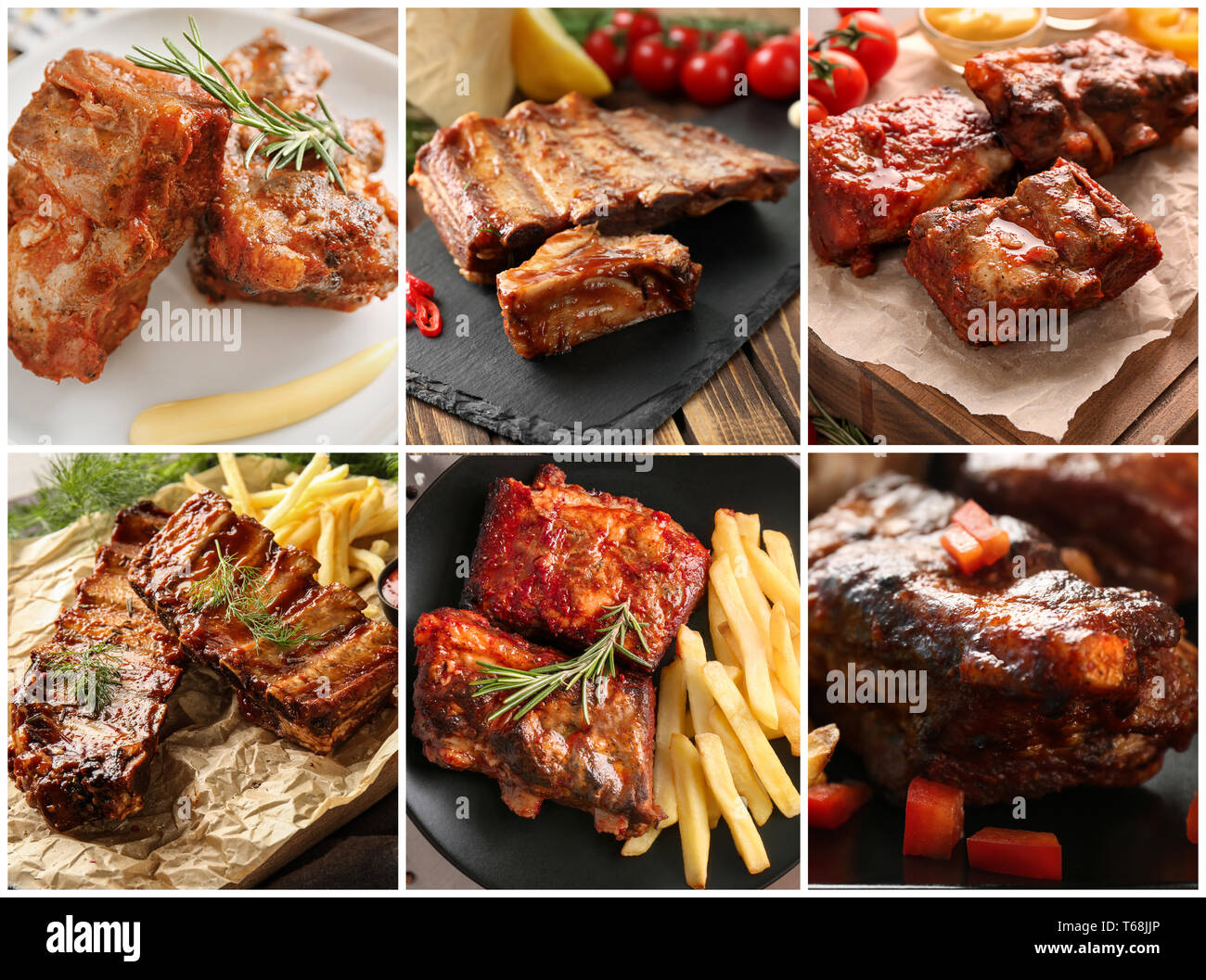 Set of tasty meat cooked on barbecue grill Stock Photo - Alamy