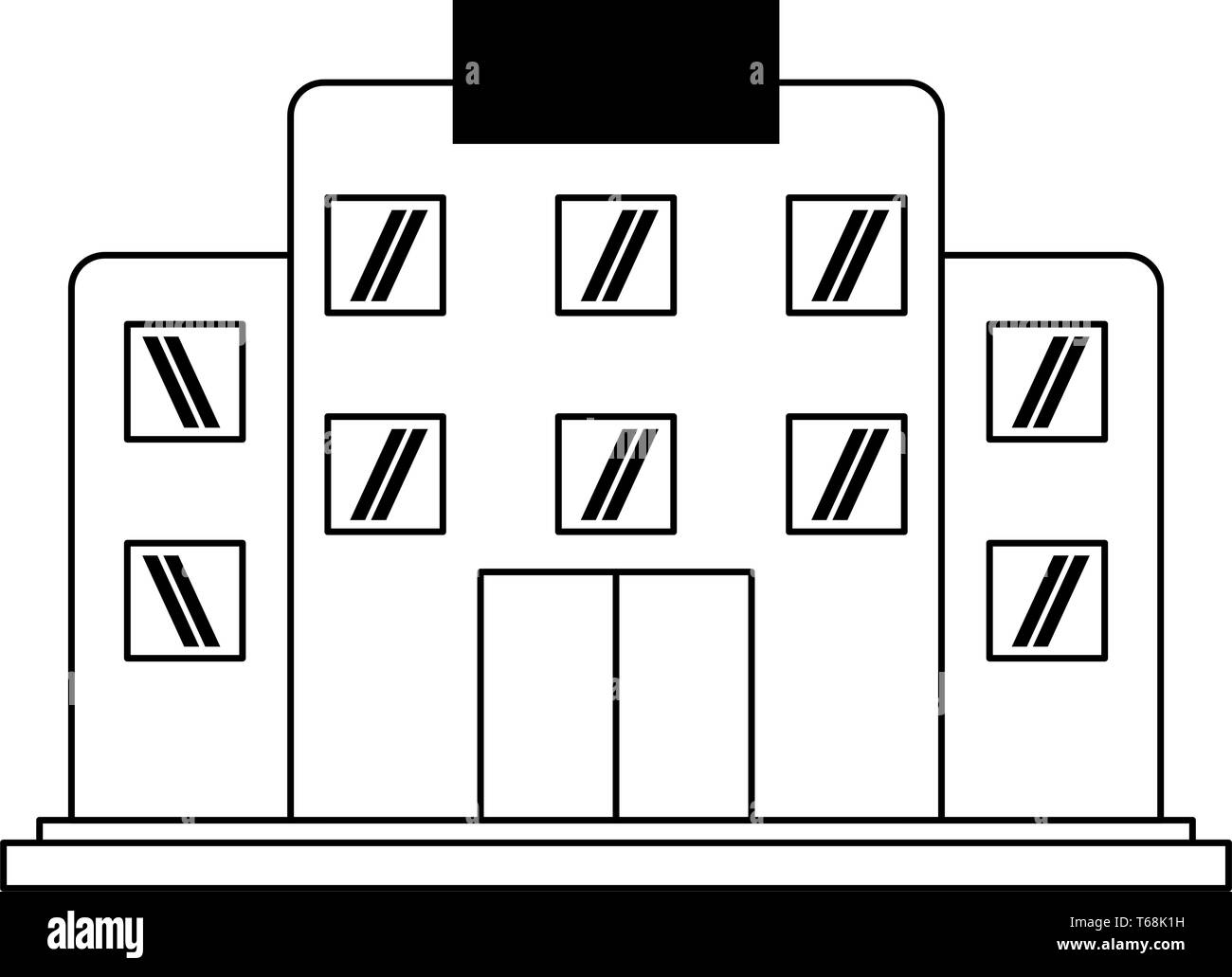 Modern hospital isolated facade Black and White Stock Photos & Images ...