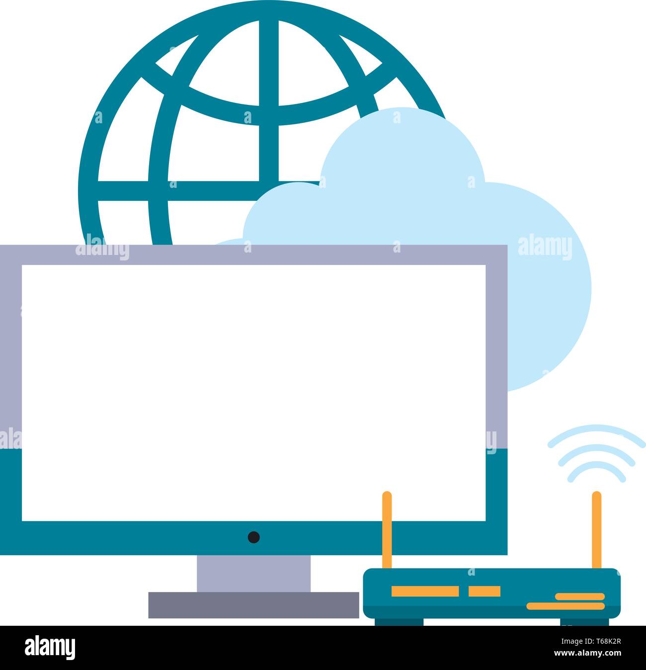 computer with router and globe Stock Vector Image & Art - Alamy