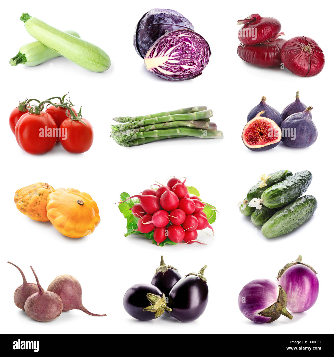 Different fresh vegetables on white background Stock Photo - Alamy