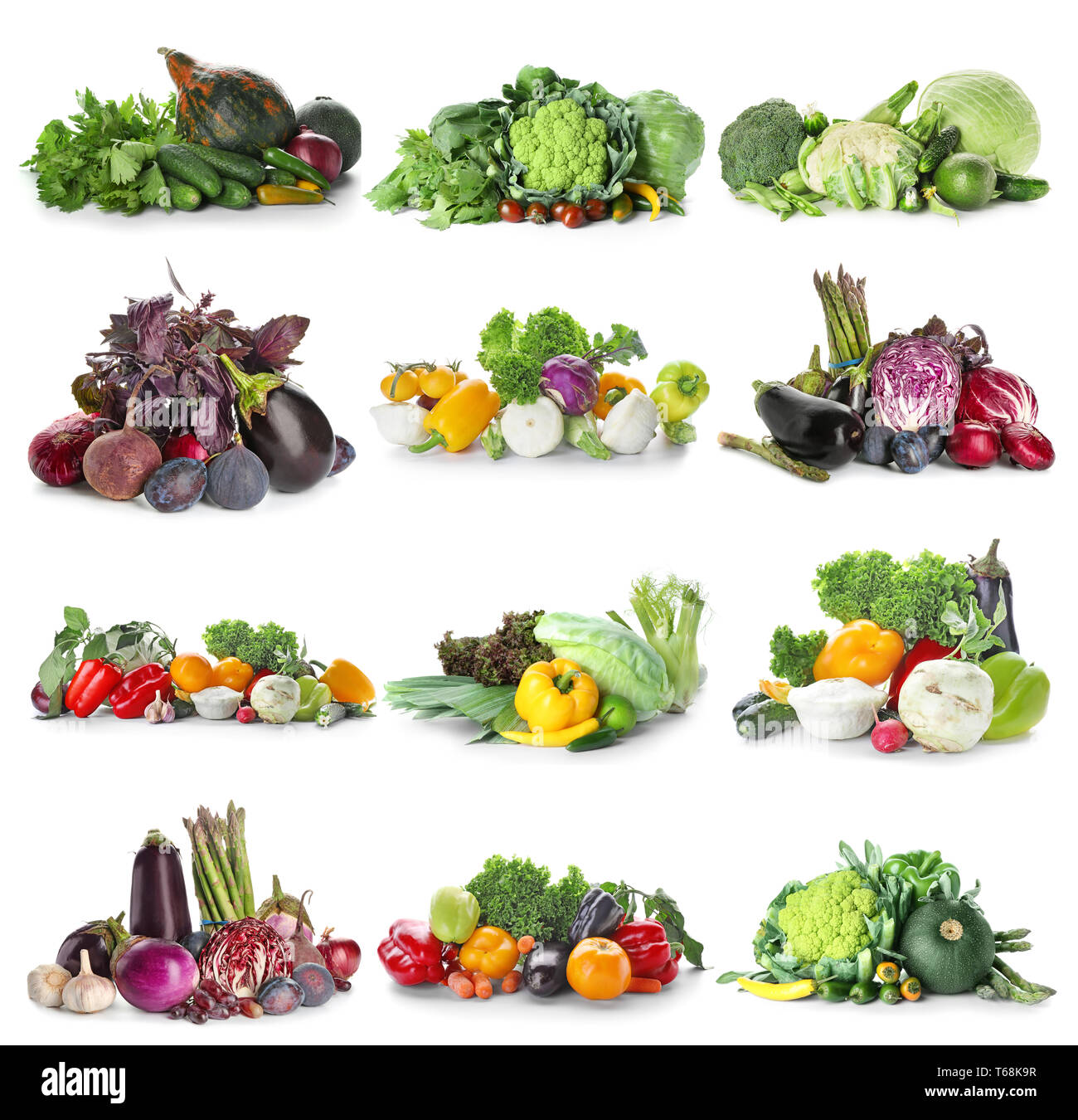 Different fresh vegetables on white background Stock Photo - Alamy