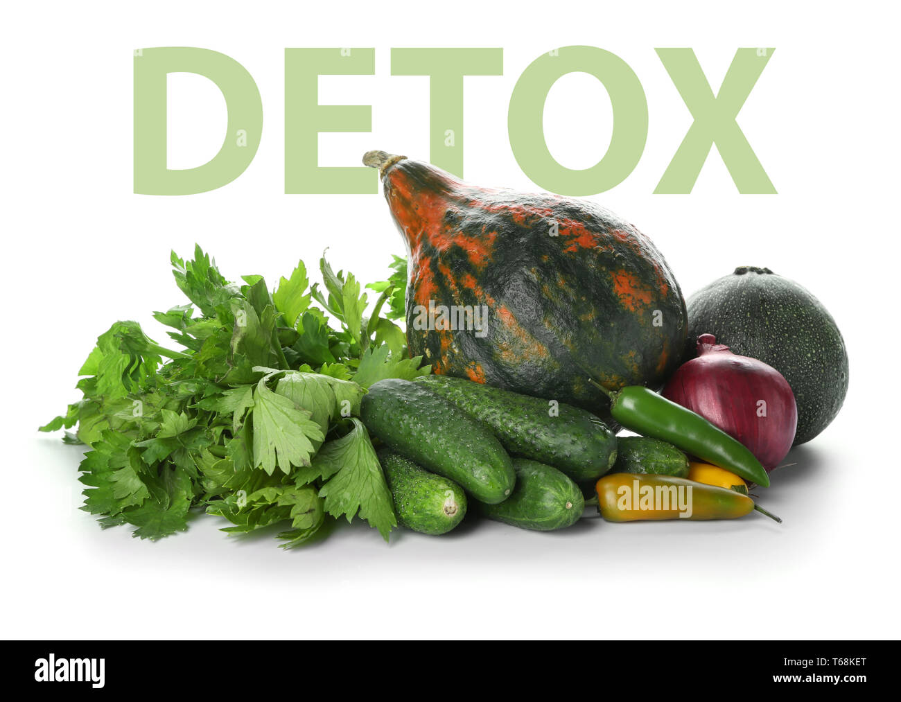 Fresh vegetables for detox diet on white background Stock Photo - Alamy