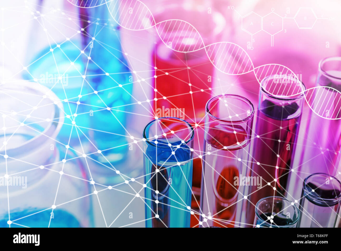 Test tubes with colorful samples on table, closeup Stock Photo - Alamy