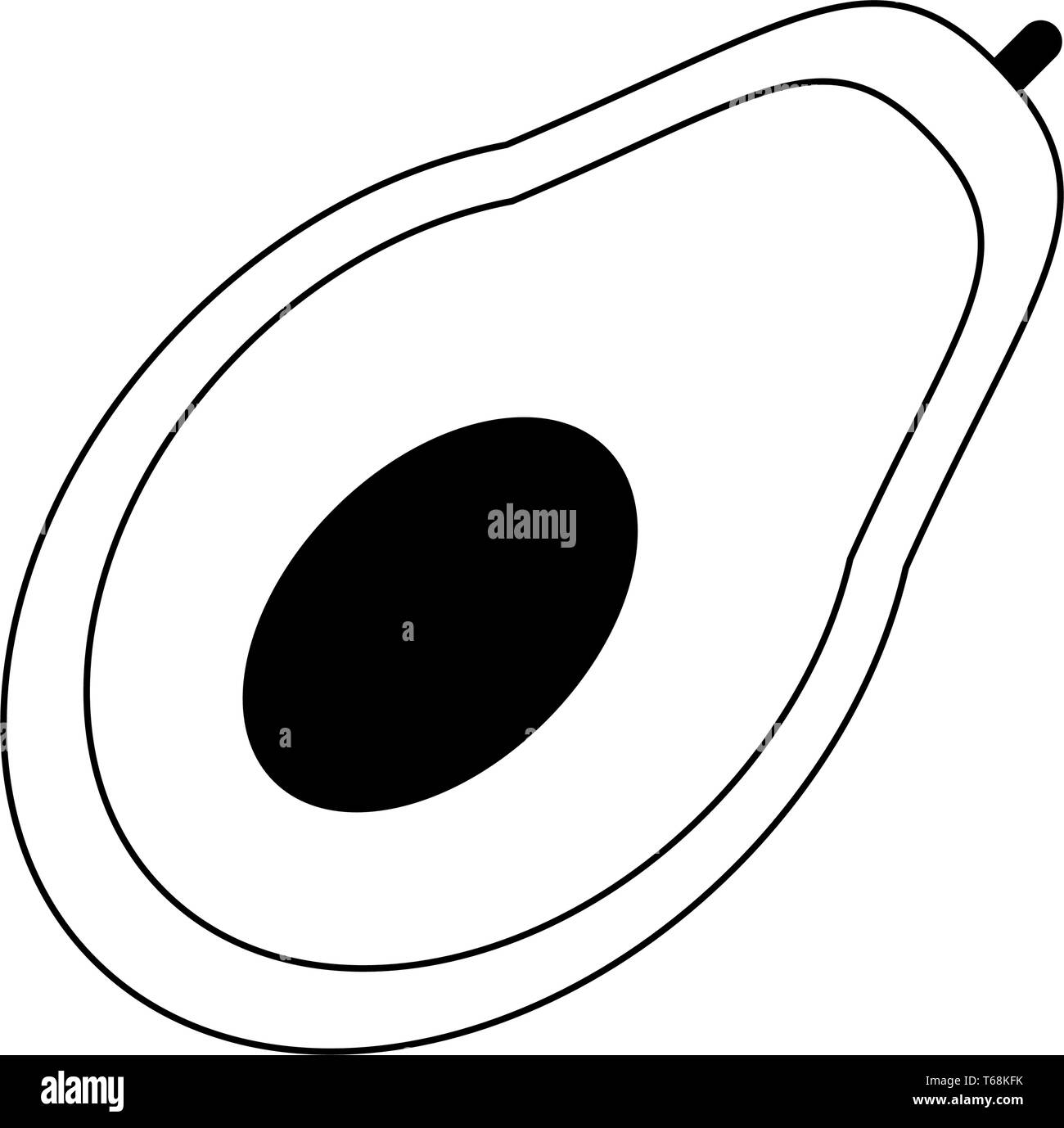 Cartoon avocado health diet icon Black and White Stock Photos & Images ...