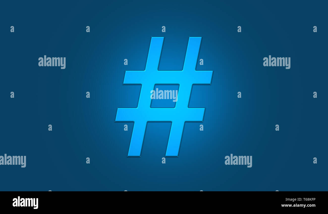 Hashtag symbol on blue background Stock Photo - Alamy