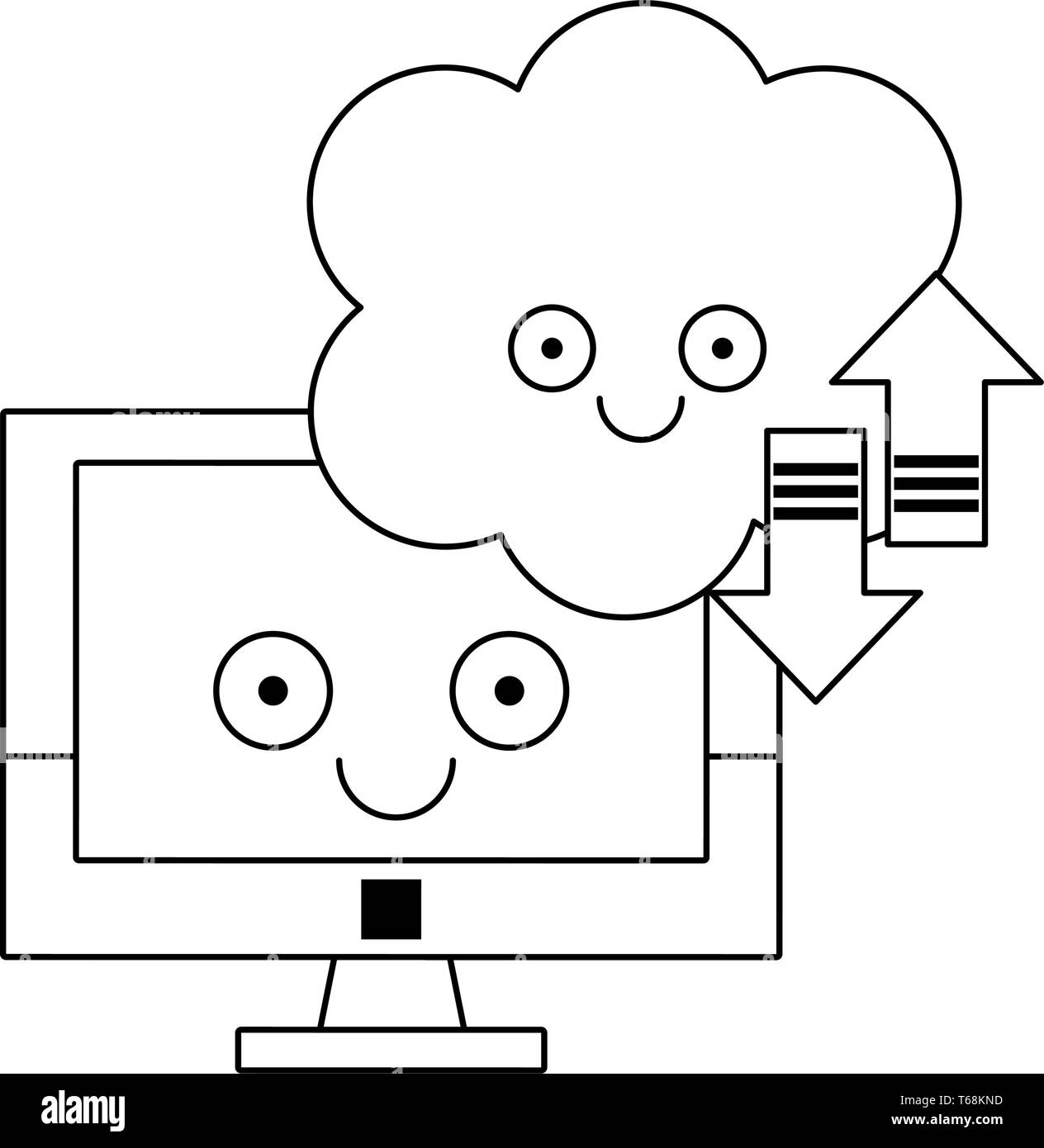 Computer network cartoons Black and White Stock Photos & Images - Alamy