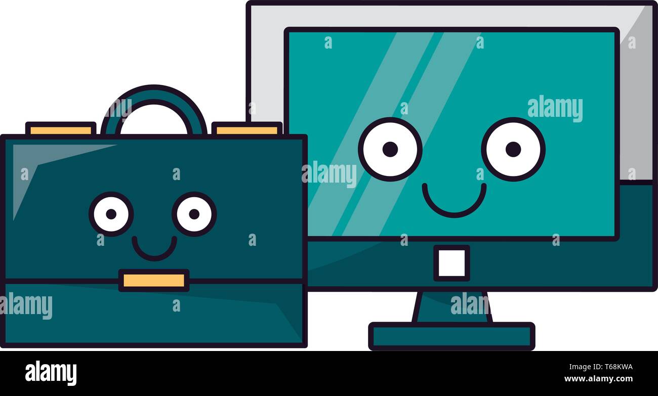 Computer screen and briefcase Stock Vector Image & Art - Alamy