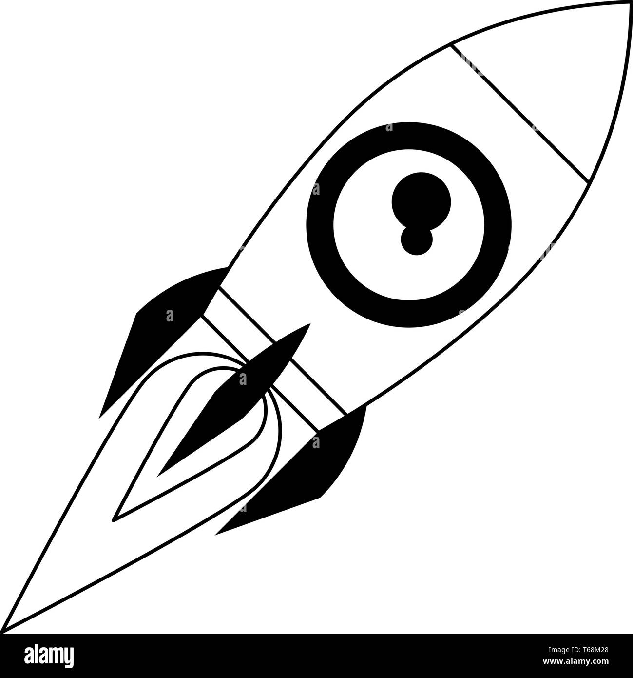 rocket icon cartoon in black and white Stock Vector Image & Art - Alamy