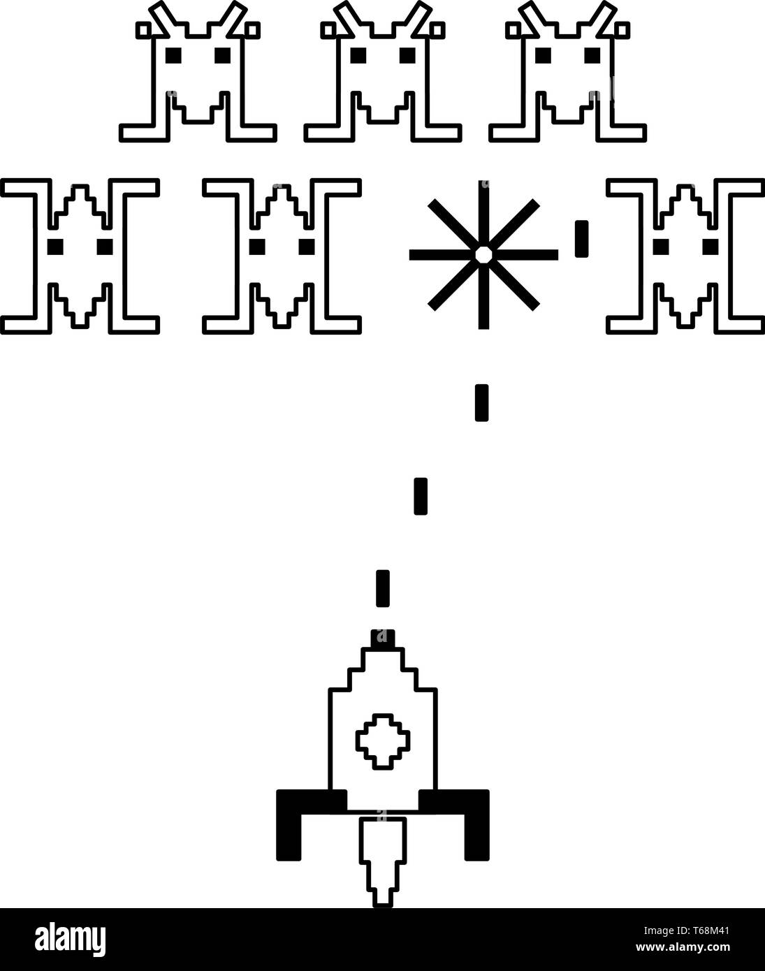 arcade game character in black and white Stock Vector Image & Art - Alamy