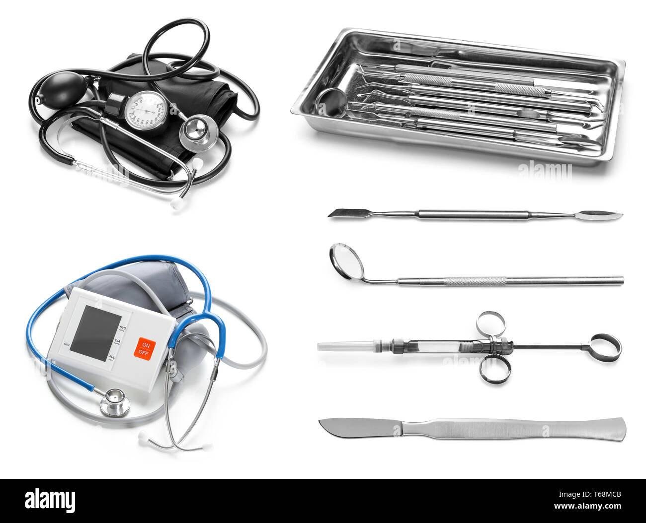 Set of medical supplies on white background Stock Photo - Alamy