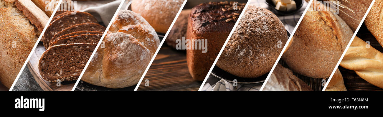 Collage of photos with fresh bakery products Stock Photo - Alamy