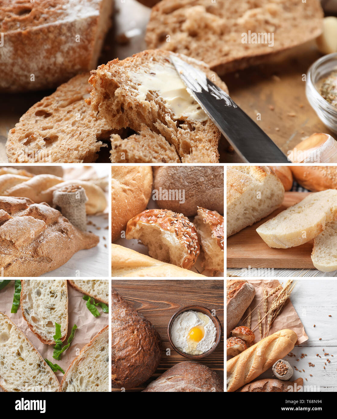 Collage of photos with fresh bakery products Stock Photo - Alamy