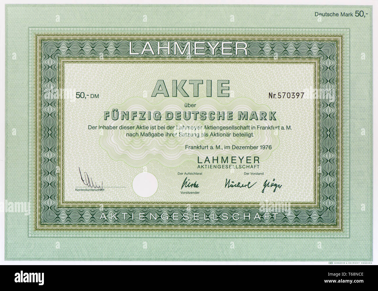 Old German Share Stock Photo - Alamy