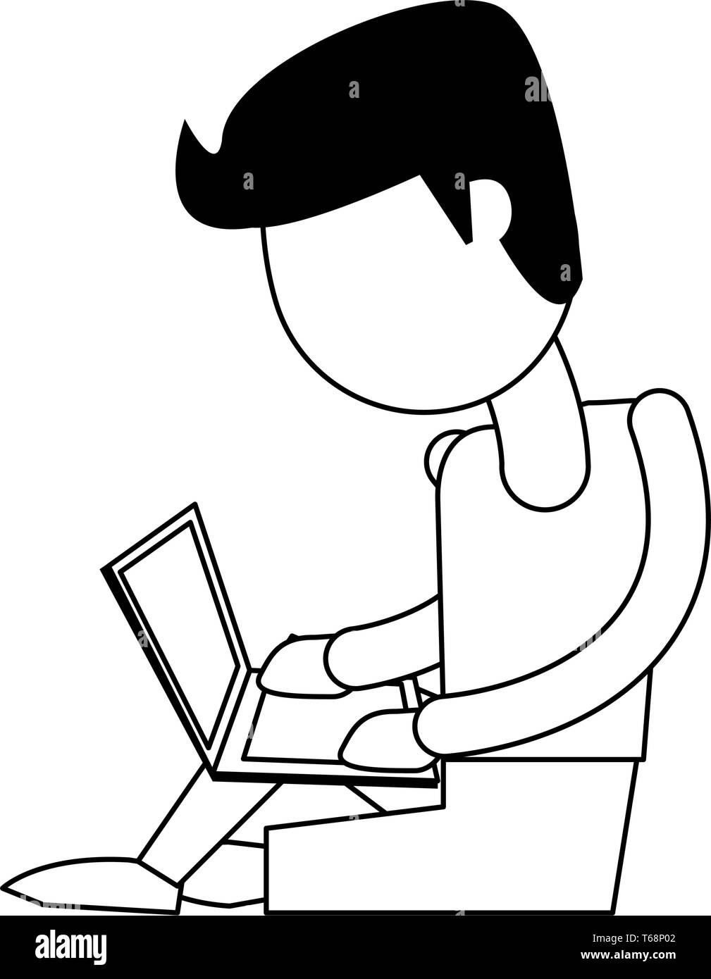 man using computer in black and white Stock Vector Image & Art - Alamy