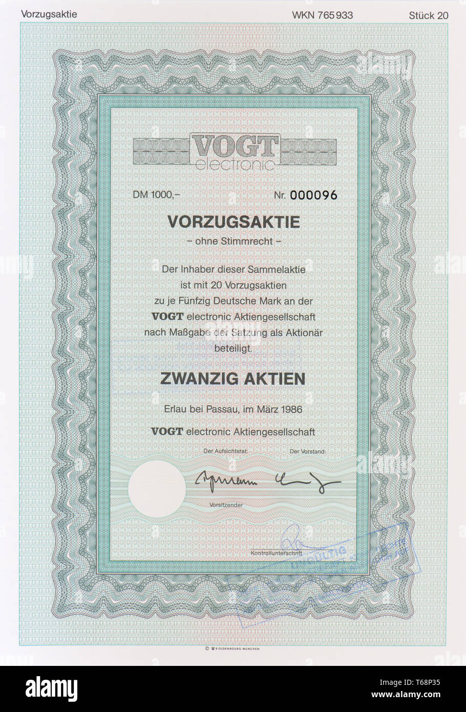 Old German Share Stock Photo - Alamy