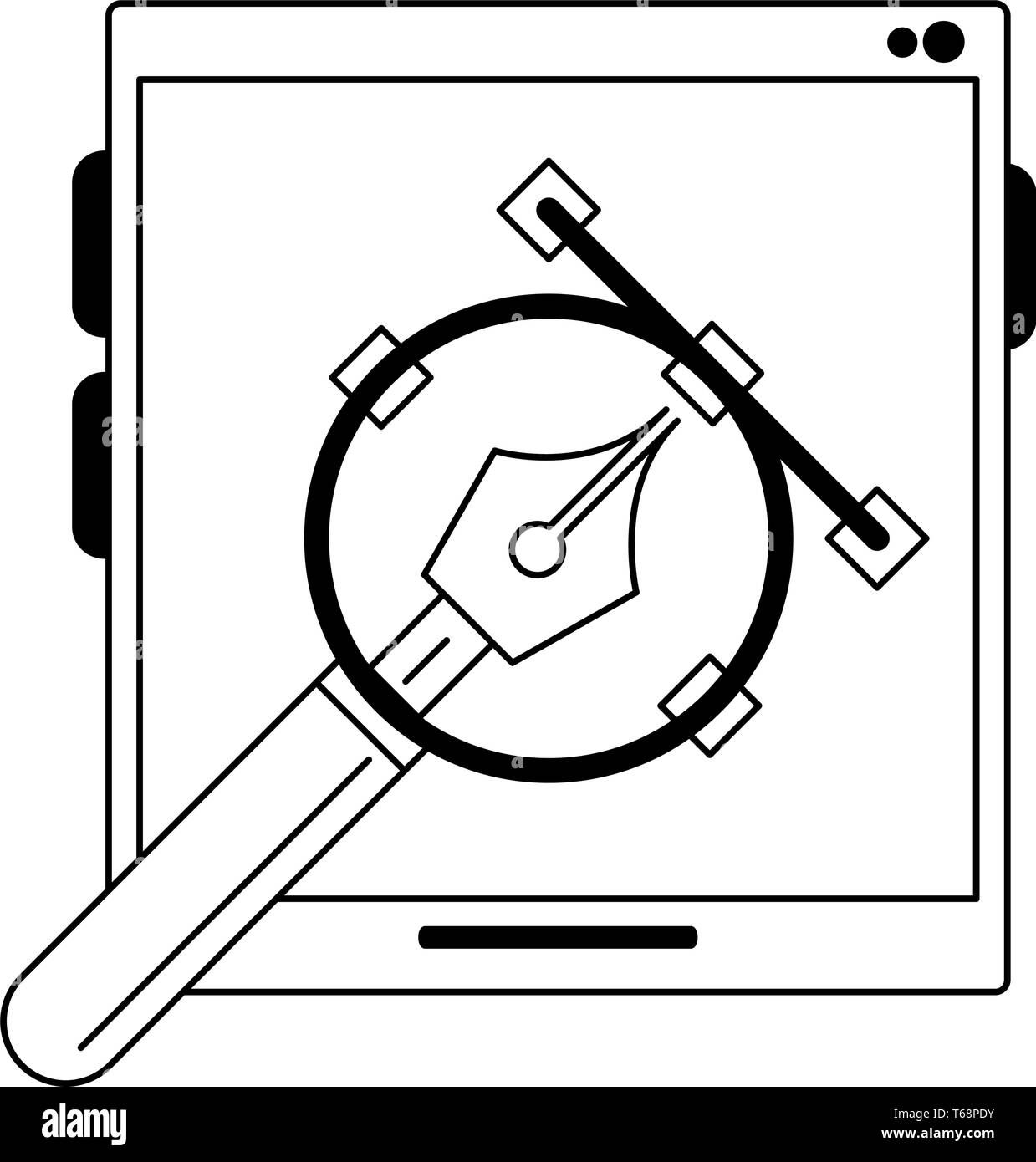 tablet with compass in black and white Stock Vector Image & Art - Alamy