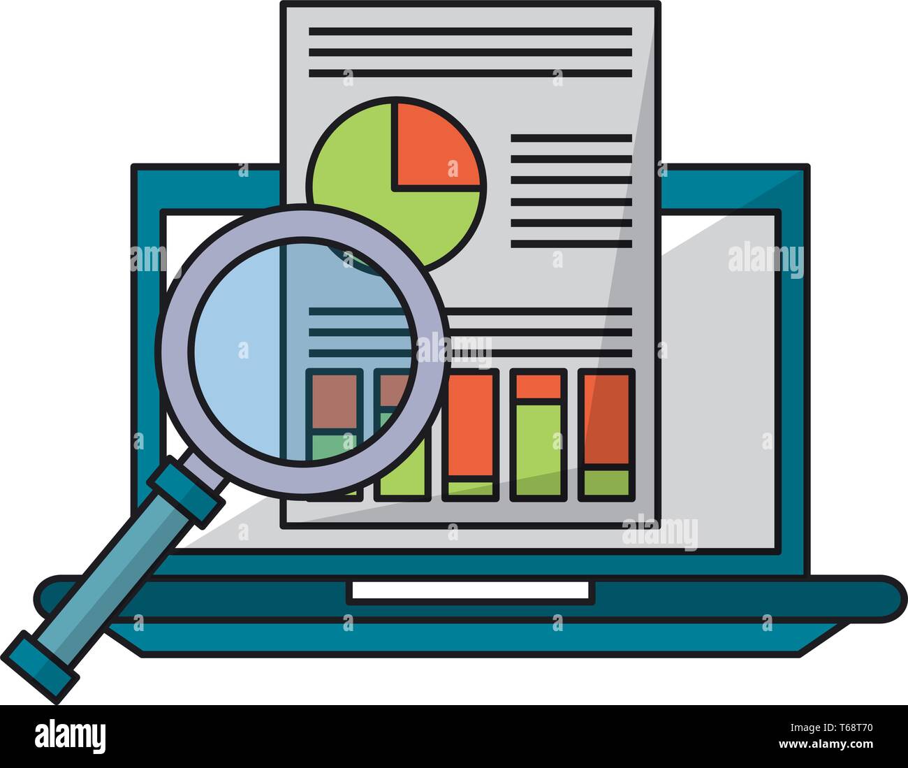computer with magnifying glass and document Stock Vector Image & Art ...