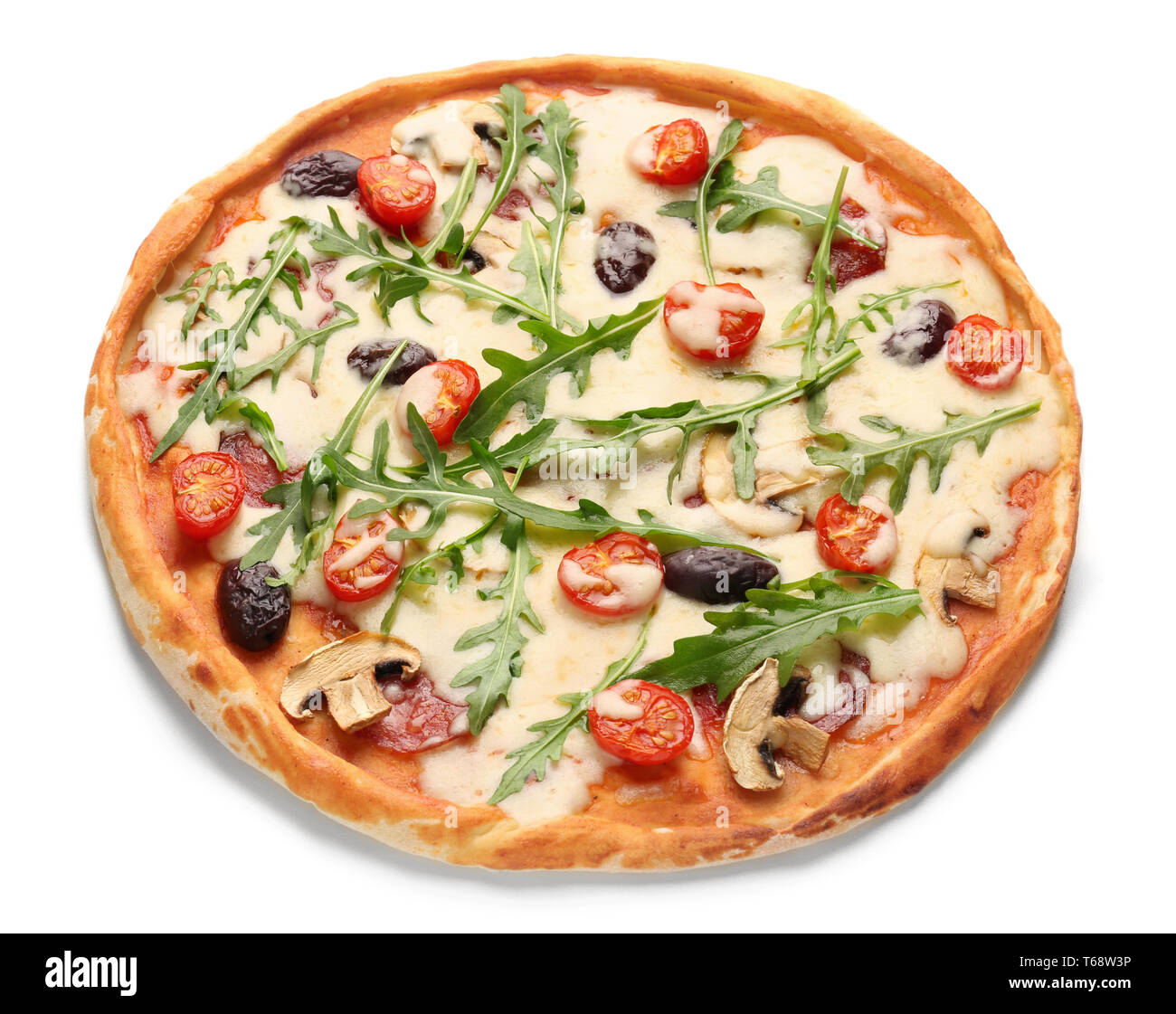Delicious pizza on white background Stock Photo - Alamy