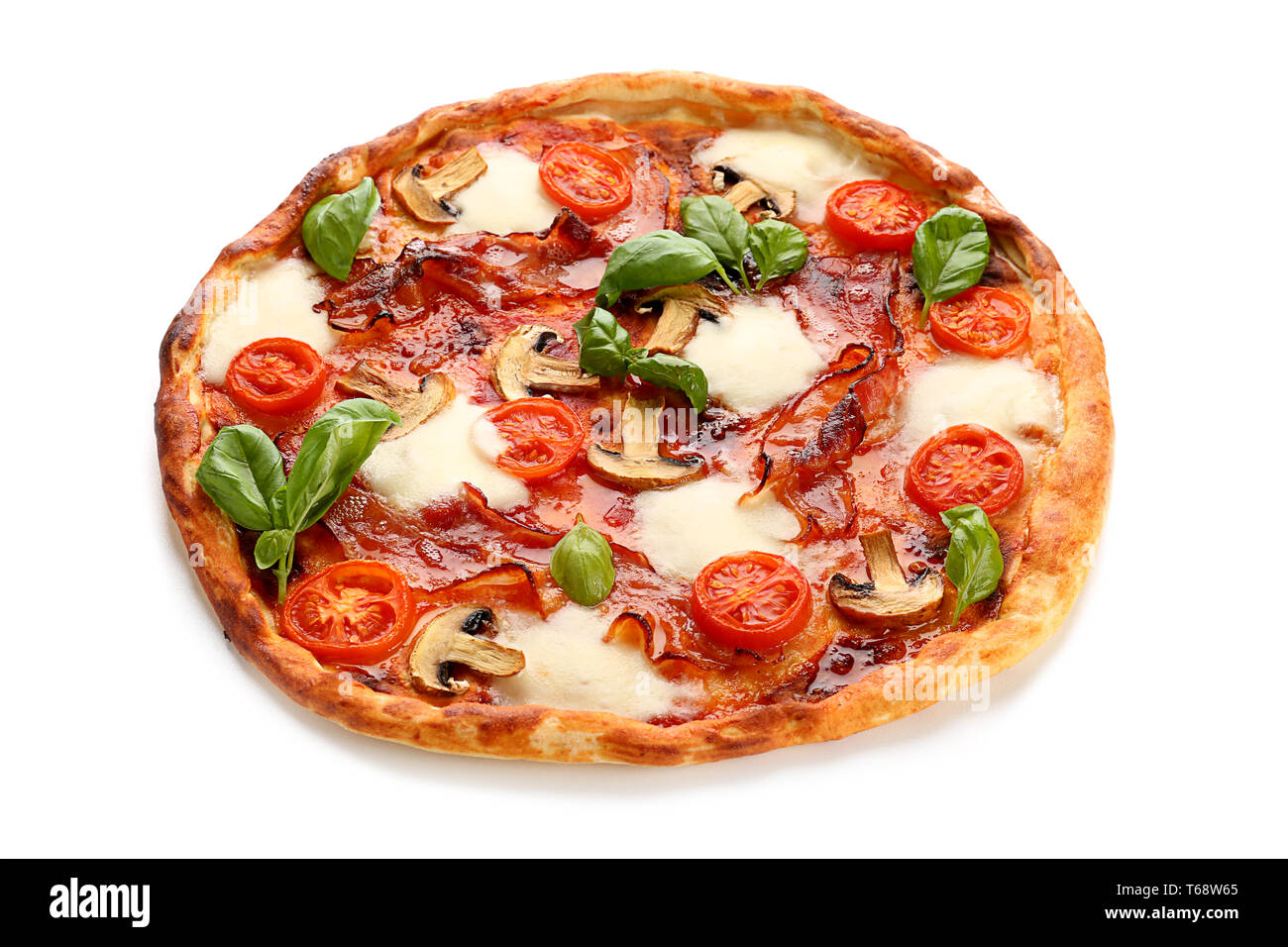 Delicious pizza on white background Stock Photo - Alamy