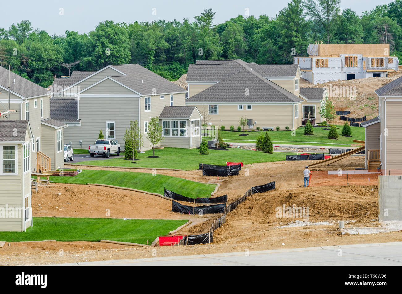 Suburban development under construction outside of St. Louis Stock ...