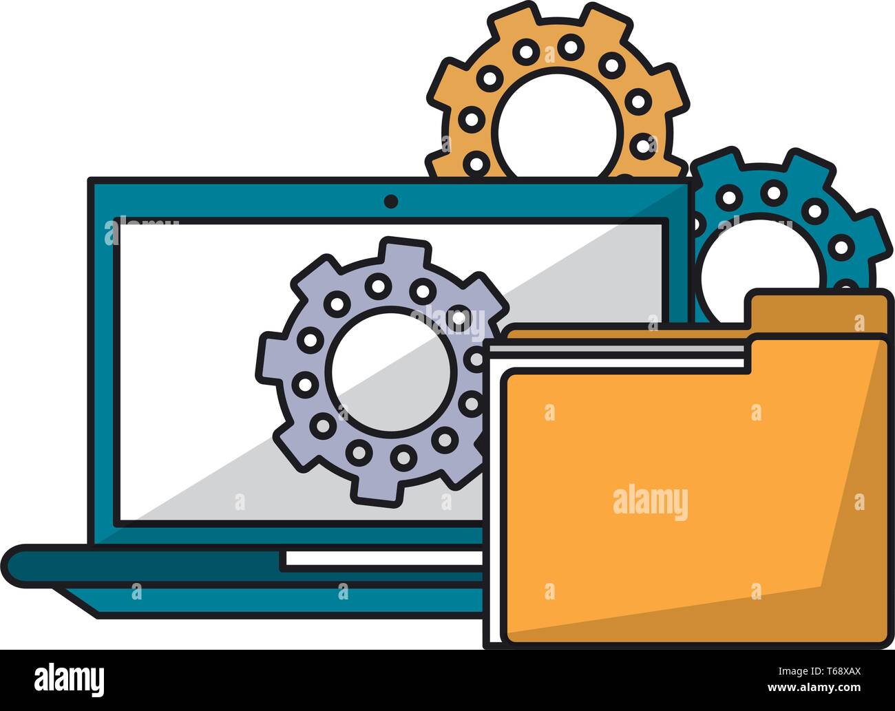 computer with documents folder Stock Vector Image & Art - Alamy